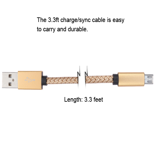 Gold Micro USB Braided Leather Data Cable (with Aluminum Alloy ...