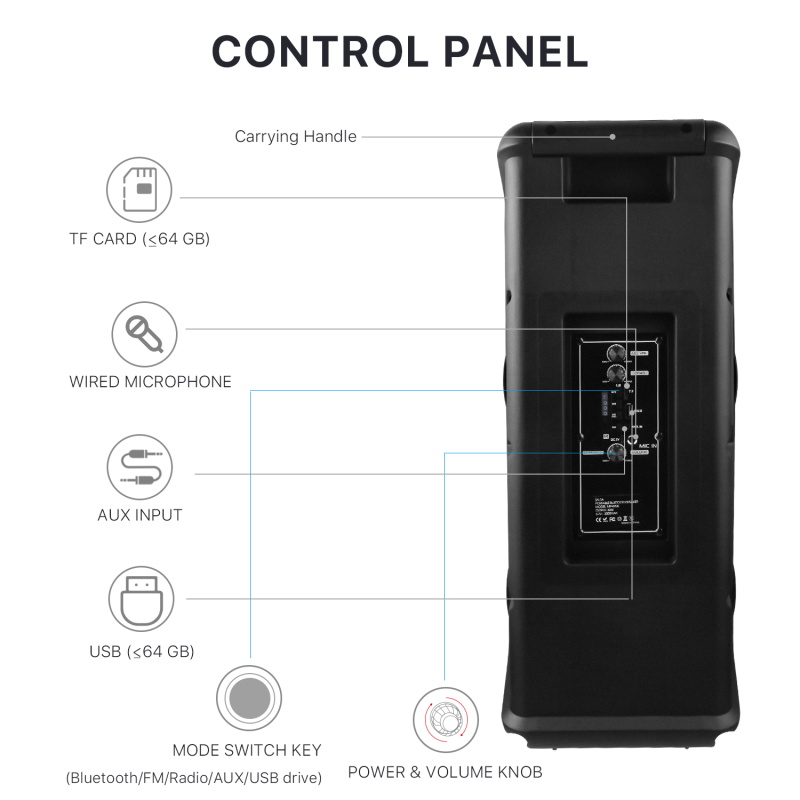 MyBat Pro Salsa LED Bluetooth Speaker - Black