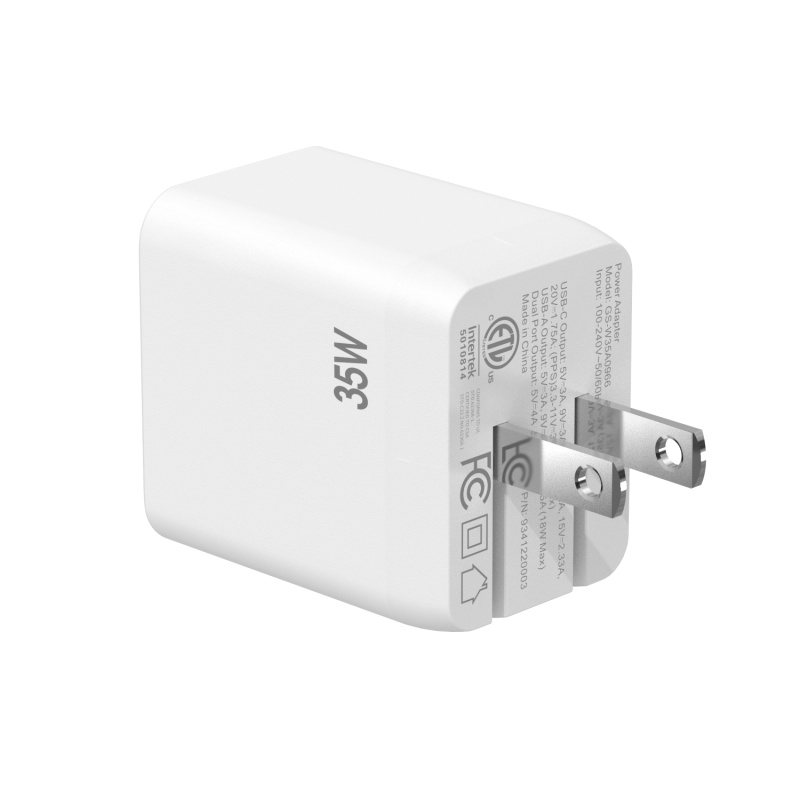 MyBat Pro 35W GaN Dual-Port Foldable Wall Charger - White