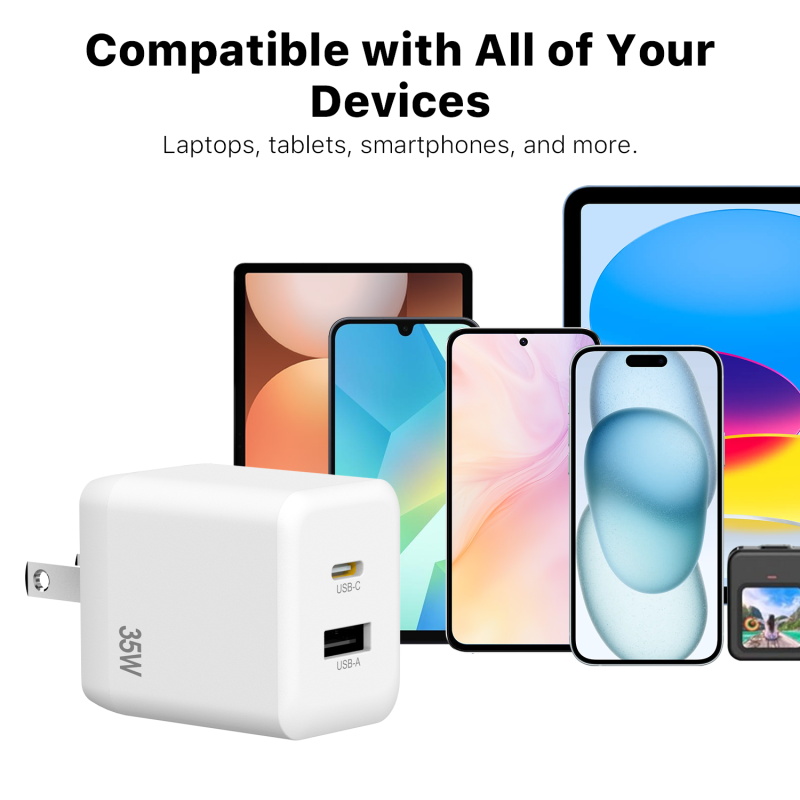 MyBat Pro 35W GaN Dual-Port Foldable Wall Charger - White