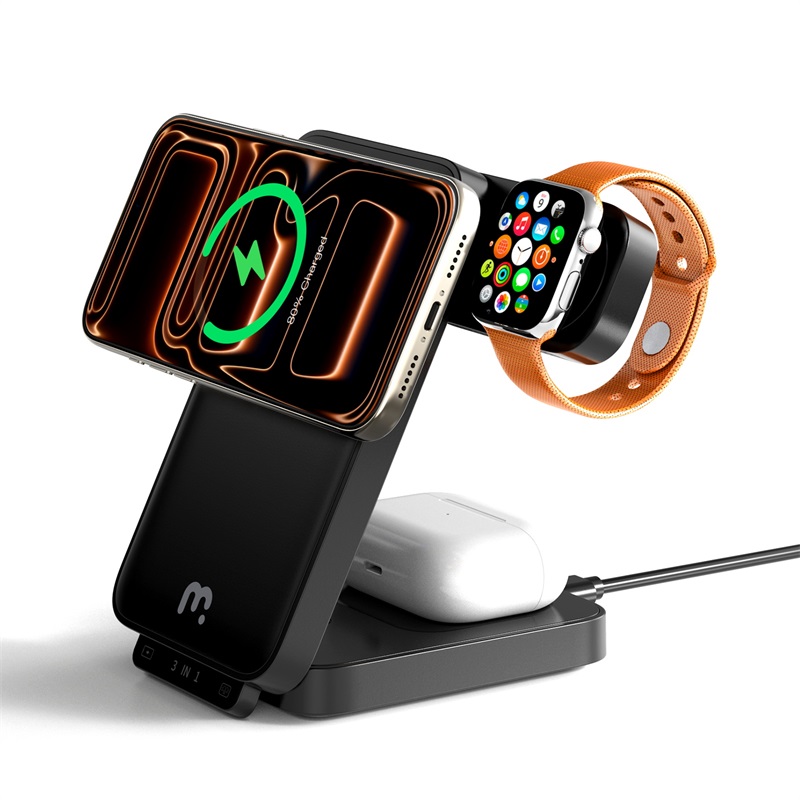 MyBat Pro FlipSide 3-in-1 Folding Magnetic Charging Dock with LED Light ...