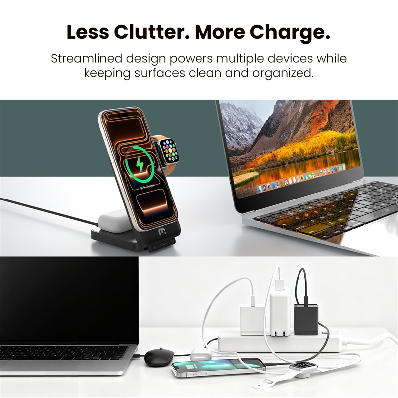 MyBat Pro FlipSide 3-in-1 Folding Magnetic Charging Dock with LED Light ...
